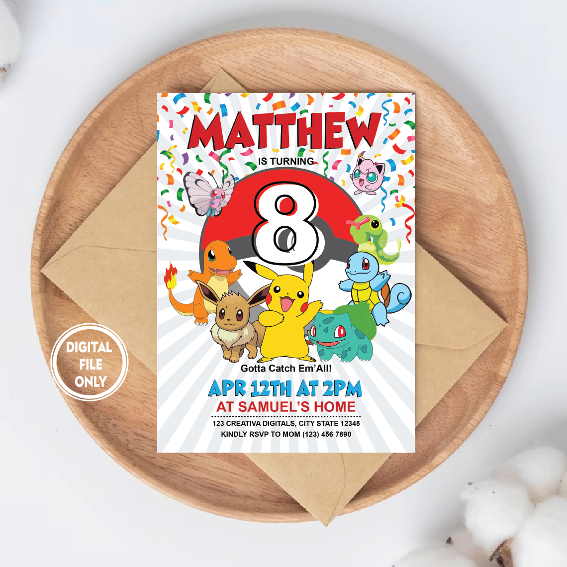 Personalized File Pokemon Invitation | Editable Invitation | | Inspire ...