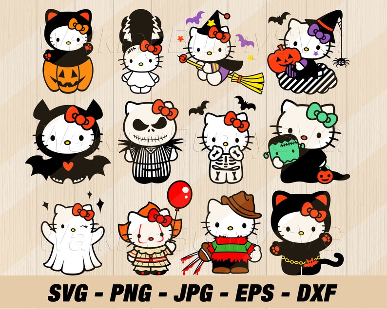 Hello Cats Horror Halloween Svg Png, Layered Hello Cat Svg, | Inspire ...