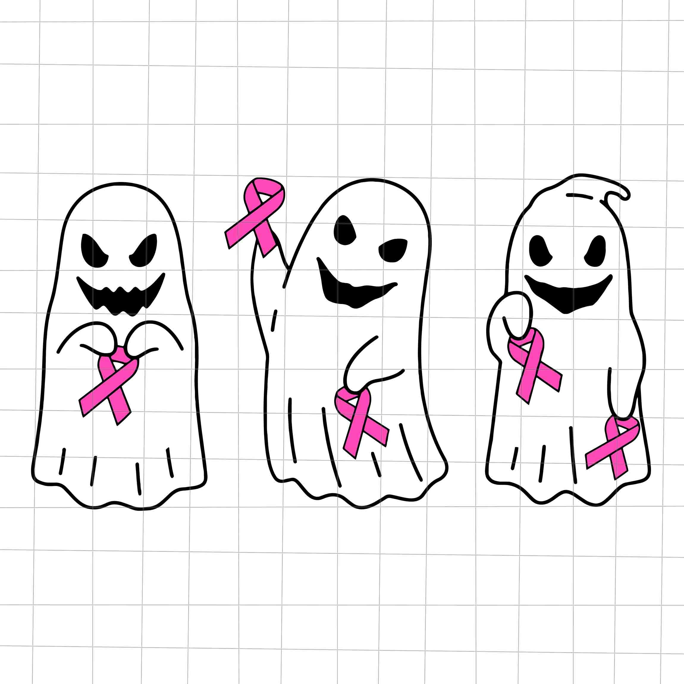 Ghost Pink Ribbon Breast Cancer Awareness Svg, Ghost Breast | Inspire ...