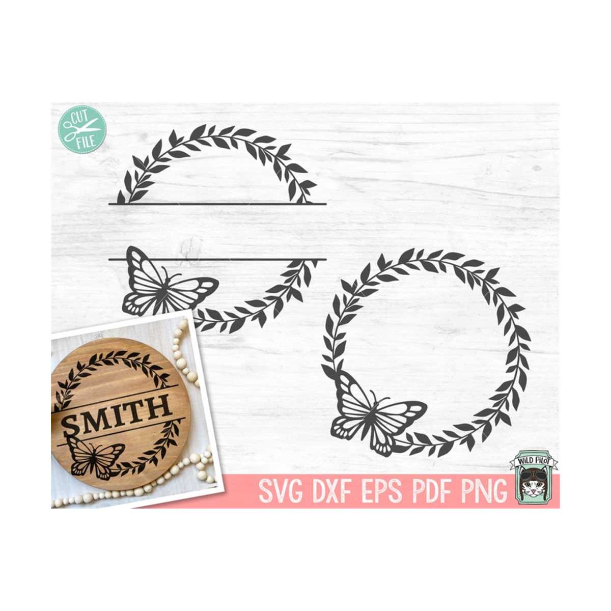Butterfly Wreath SVG file, Butterfly Monogram SVG file, Butt - Inspire ...