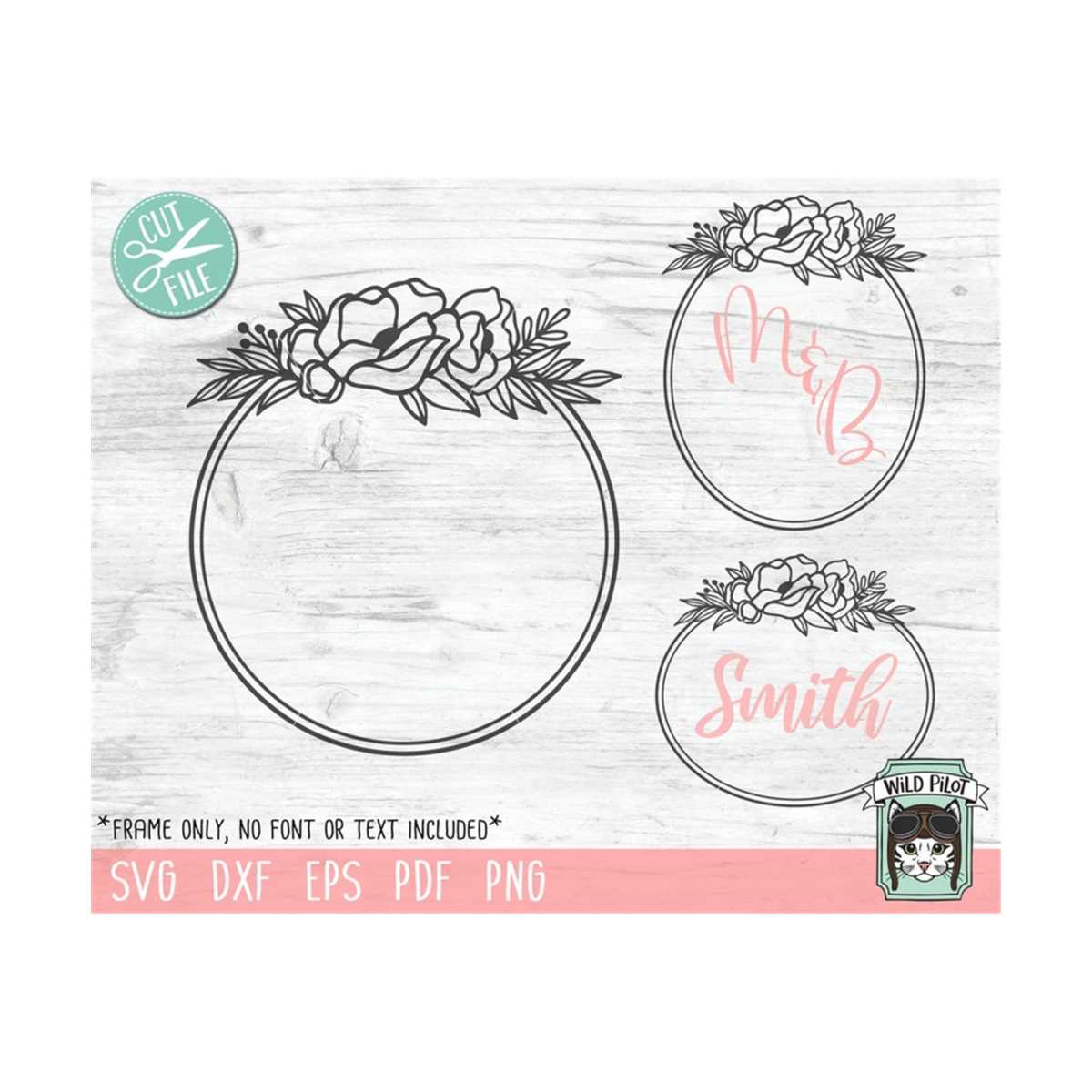 Flower Frame SVG file, Flower Monogram SVG file, Floral Wrea | Inspire ...
