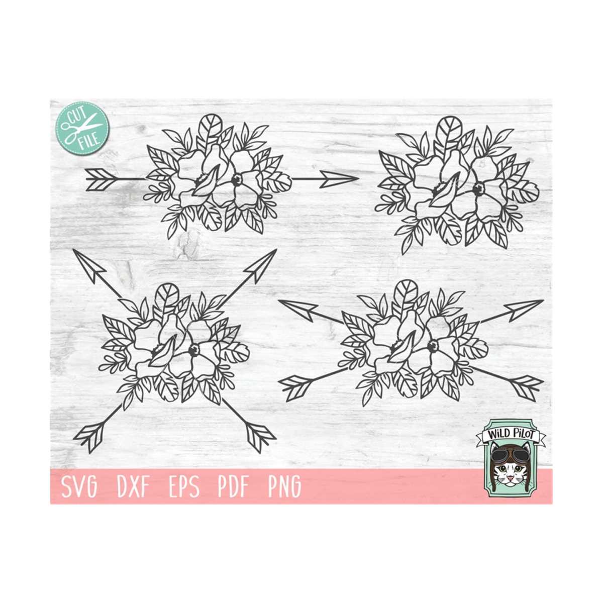 Boho Flowers SVG file, Arrow SVG, Feathers SVG, Floral Arrow | Inspire ...