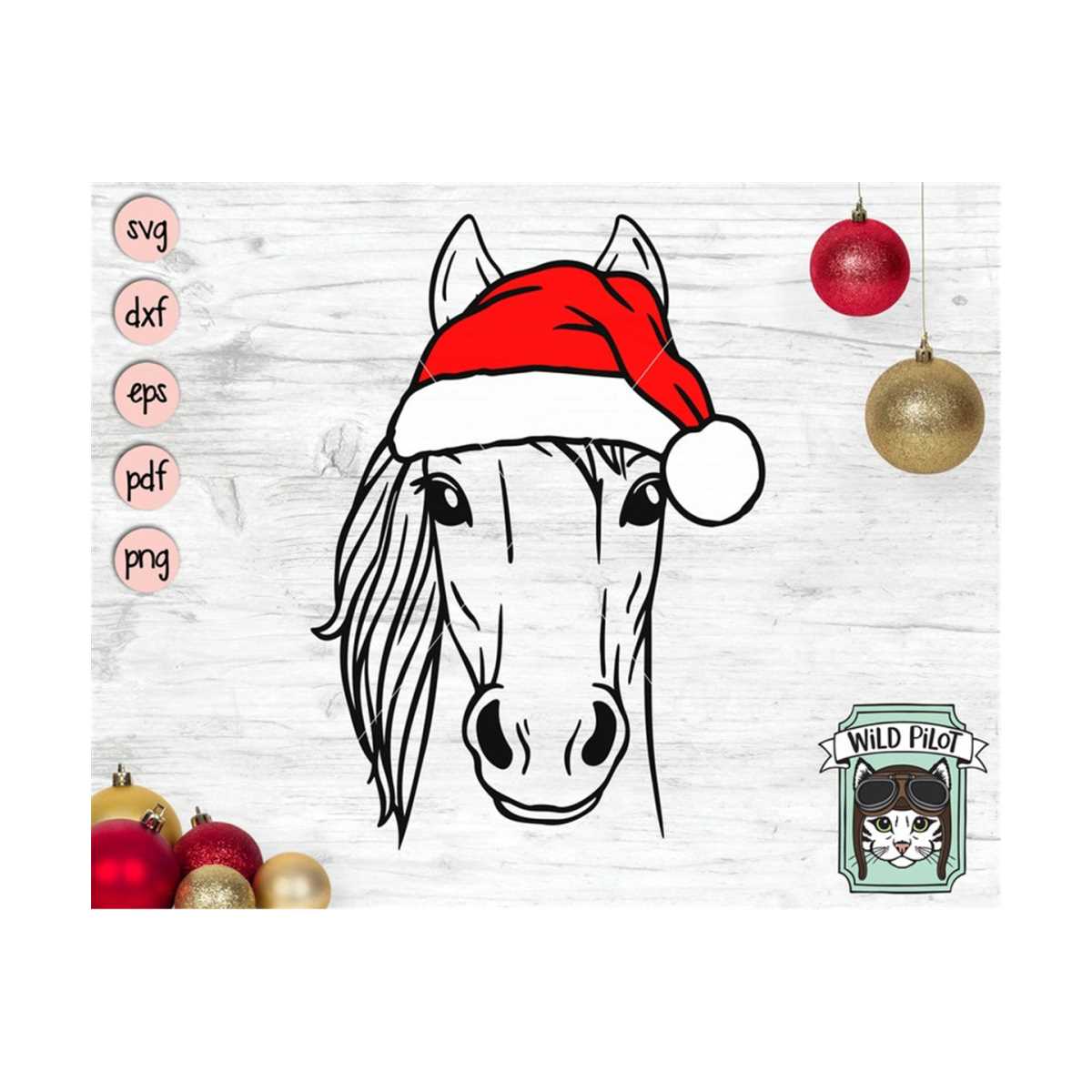 Horse Santa hat svg file, Horse with Hat svg, Christmas svg | Inspire ...