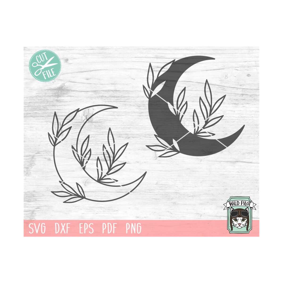 Moon Leaves SVG File, Moon Leaves Cut File, Moon Floral SVG - Inspire ...