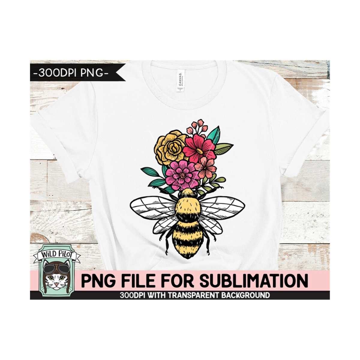 Bee Floral SUBLIMATION design PNG, Floral Bee Sublimation, F | Inspire ...