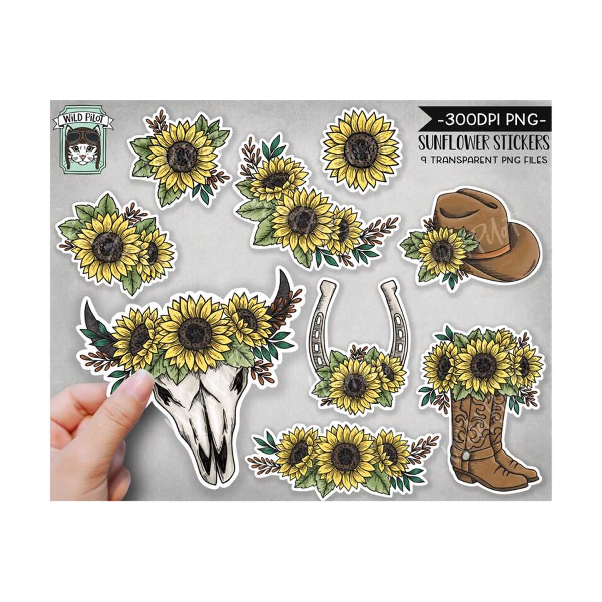 PRINTABLE Sunflower Sticker files PNG file, Sunflower Illust - Inspire ...