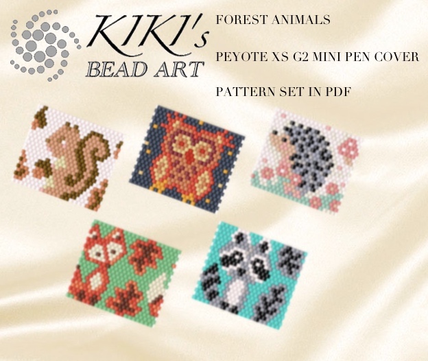 Peyote XS MINI pen cover pattern Animal forest animal set of | Inspire ...