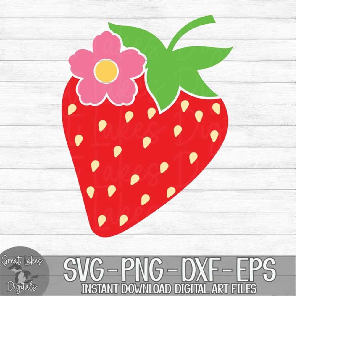 Strawberry with Flower - Instant Digital Download - svg, png | Inspire ...