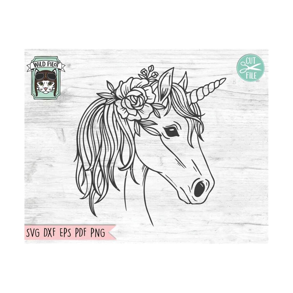Unicorn SVG file, Unicorn with Flower Crown SVG, Unicorn cut | Inspire ...