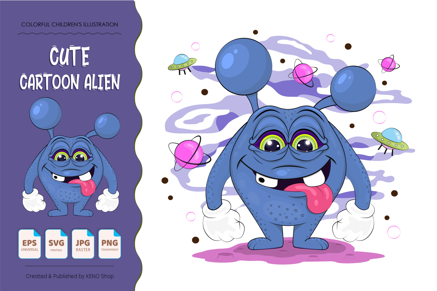 Cartoon alien monster. T-Shirt, PNG, SVG. - Inspire Uplift