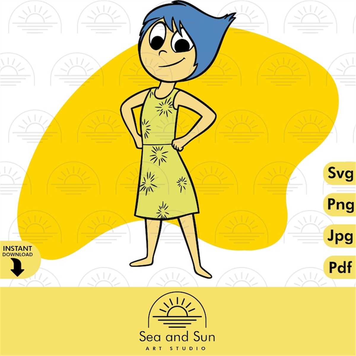 Joy Inside Out Svg Clip art Files, Inside Out Head, Disneyla - Inspire ...