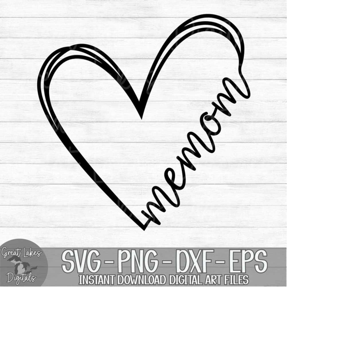 Memom Heart - Instant Digital Download - svg, png, dxf, and - Inspire ...