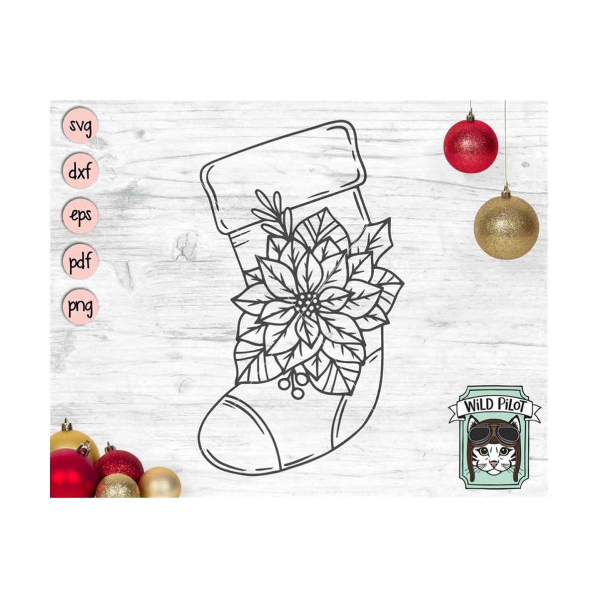 Stocking SVG file, Christmas svg, Stocking Flowers svg, Stoc | Inspire ...