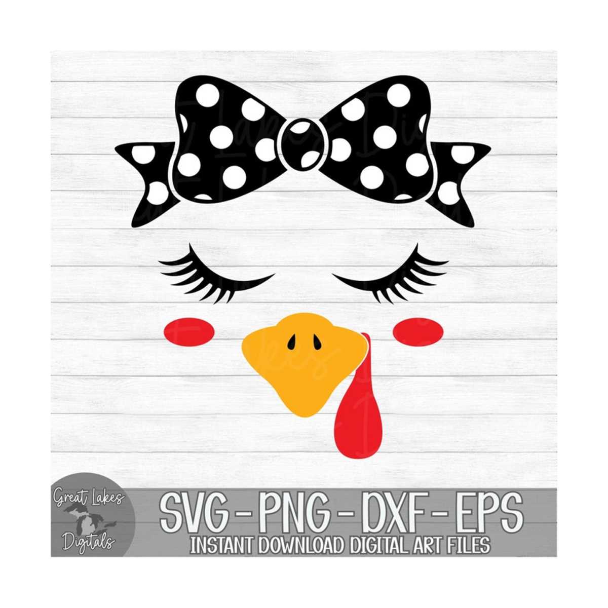 Turkey with Bow - Instant Digital Download - svg, png, dxf, | Inspire ...