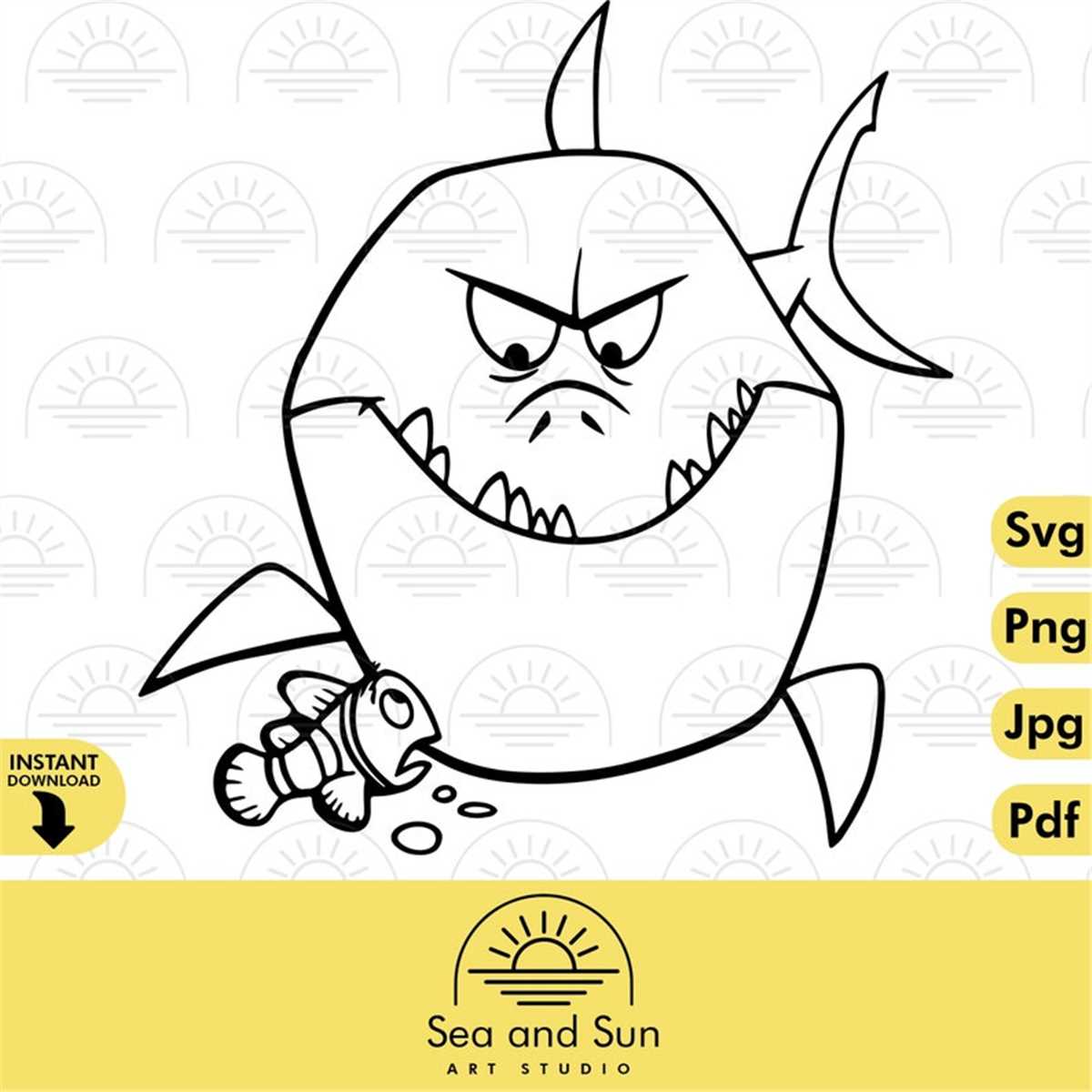 Finding nemo Svg Clip art Files, Bruce Shark, Minnie, Mouse | Inspire ...