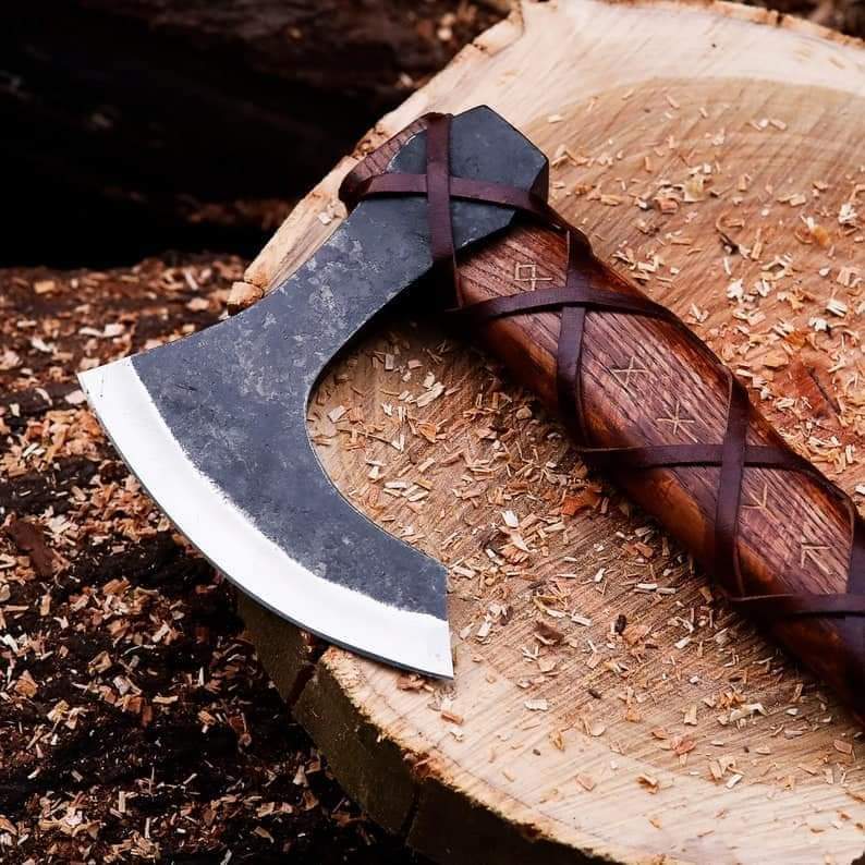 Custom Handmade Ragnar Lothbrok Viking Axe with Leather Wrap | Inspire ...