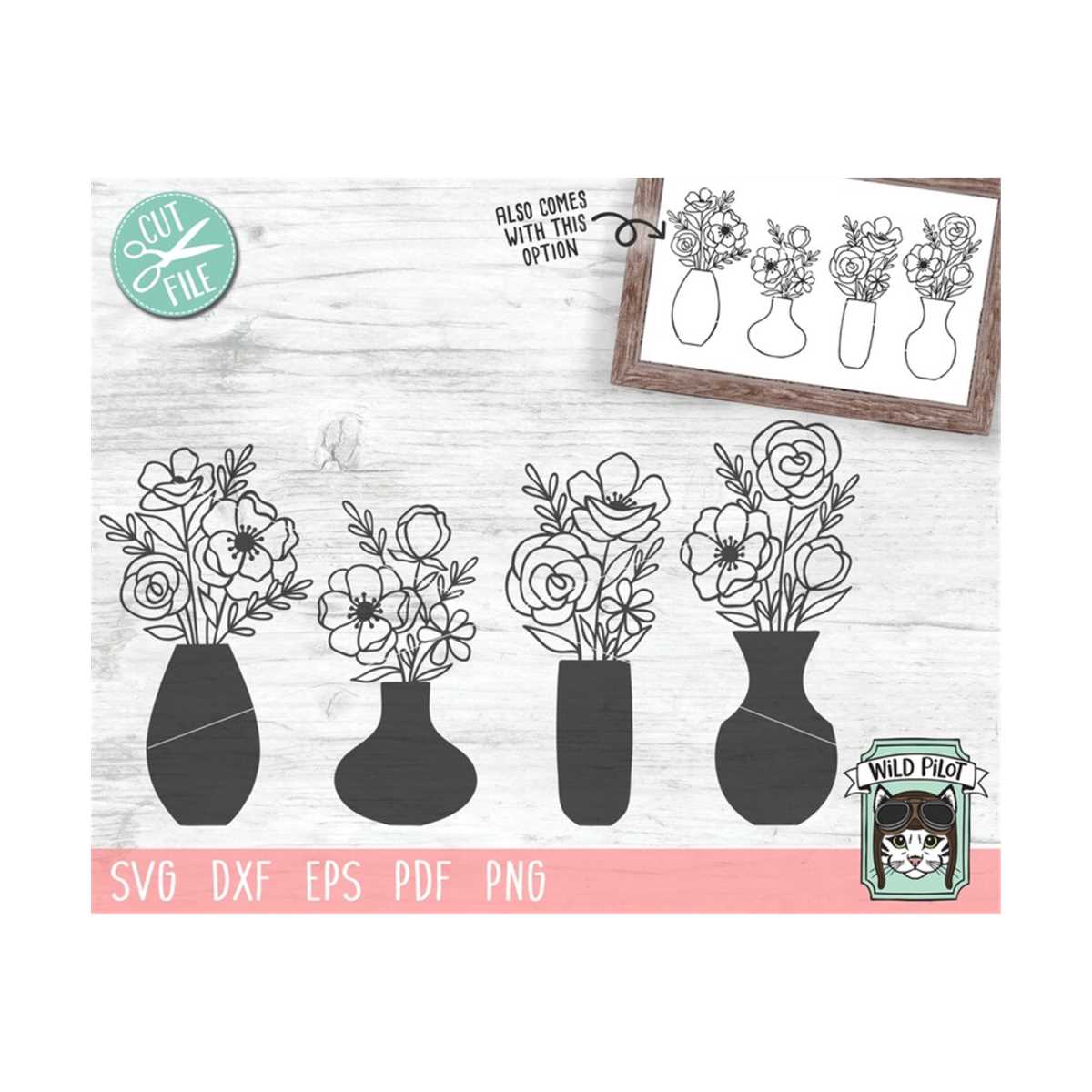 Flower Vase SVG file, Flower SVG files, Floral svg files, Fl | Inspire ...