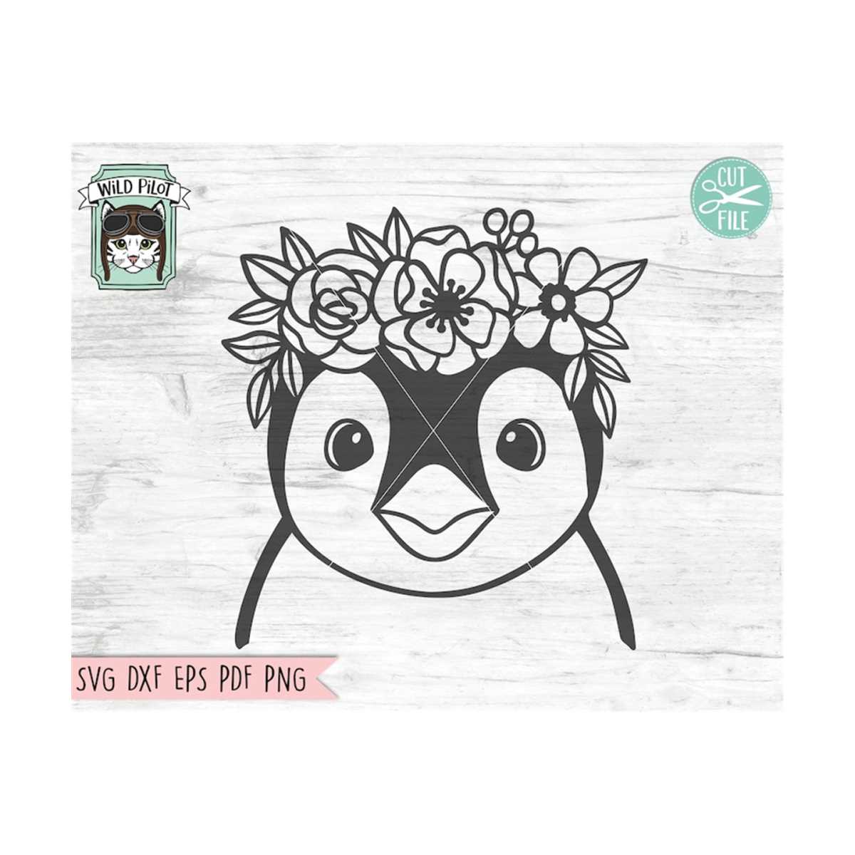 Penguin SVG file, Penguin Flower Crown SVG, Penguin cut file | Inspire ...
