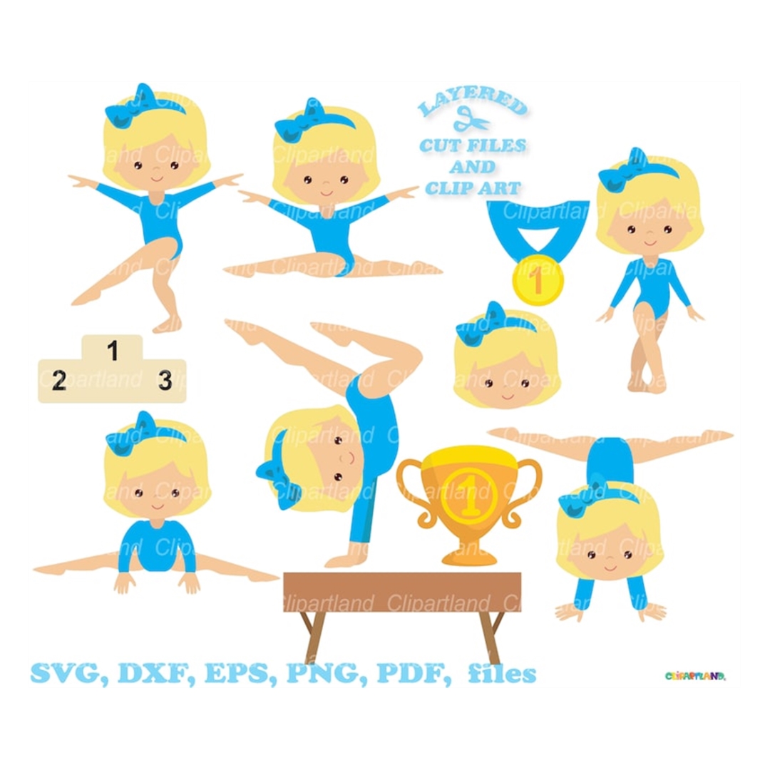 INSTANT Download. Cute gymnastics girl cut file and clip art - Inspire ...