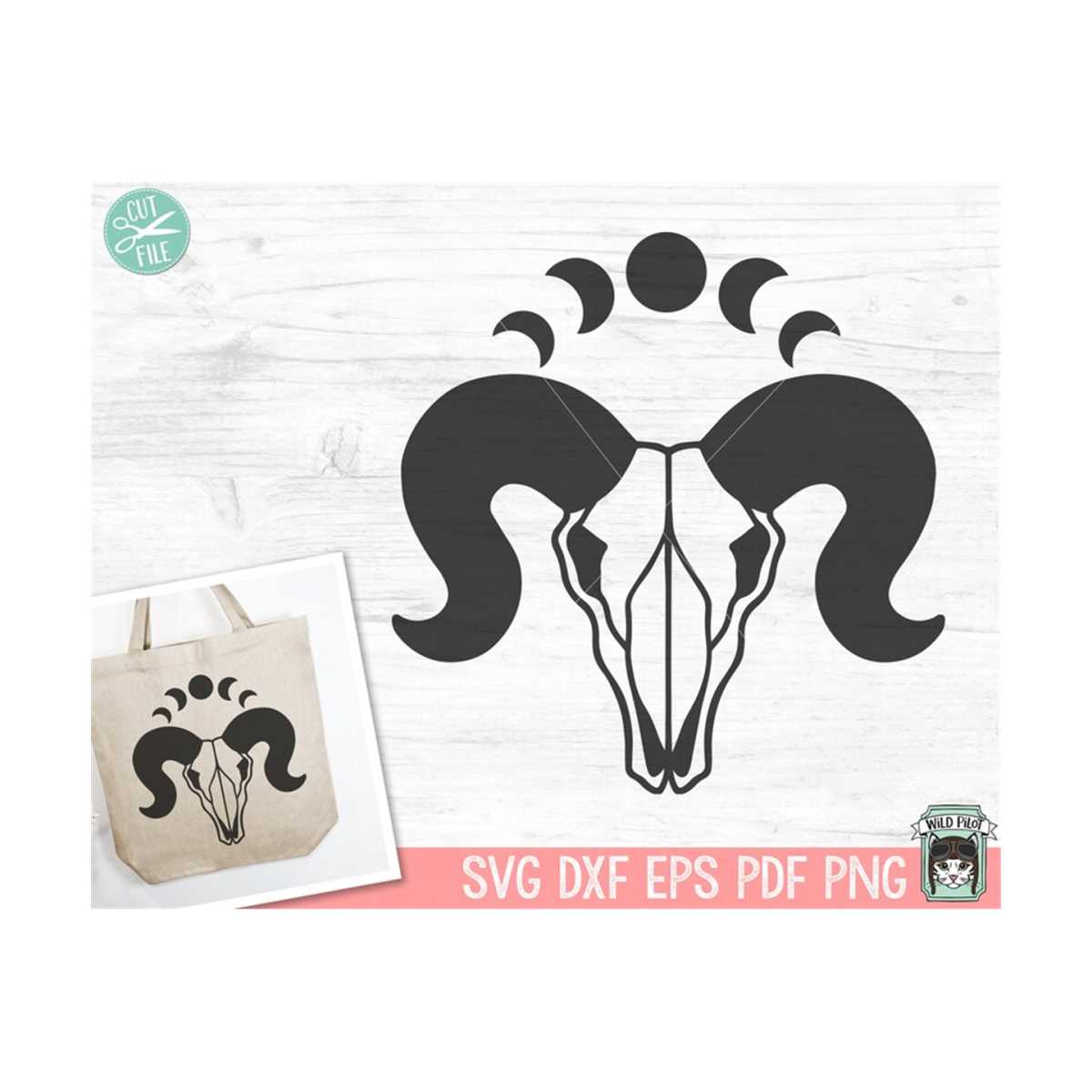 Ram Skull SVG, Moon Phases svg, Crescent Moon svg, Animal Sk | Inspire ...