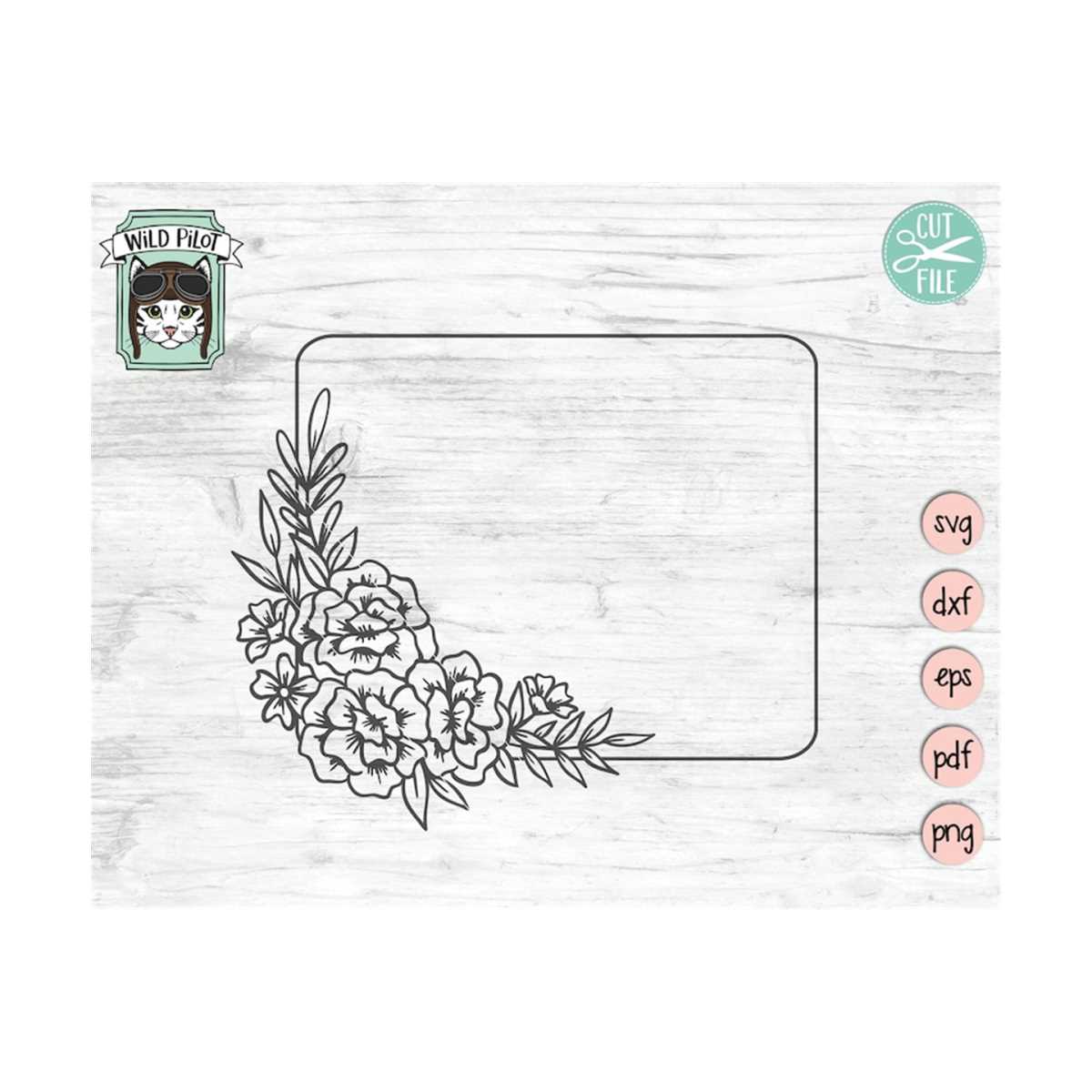 Flower Frame SVG file, Flower Frame SVG cut file, Floral Rec | Inspire ...