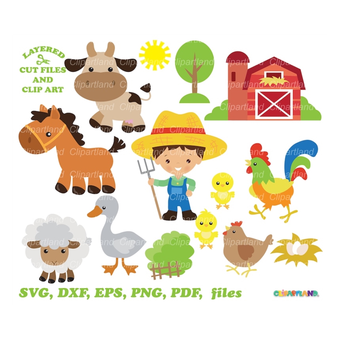 INSTANT Download. Cute farm animals svg cut file and clip ar | Inspire ...