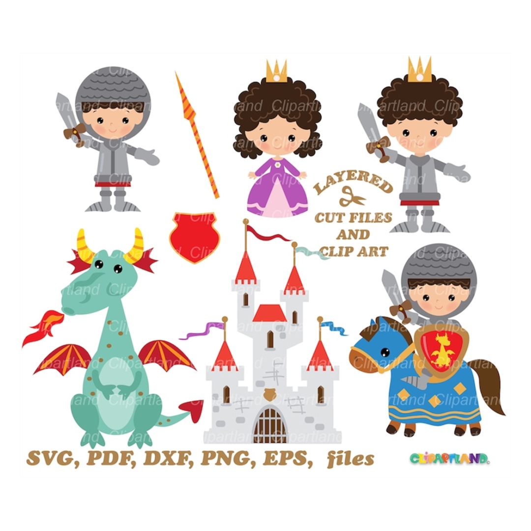 INSTANT Download. Cute medieval knight, princess and dragon | Inspire ...