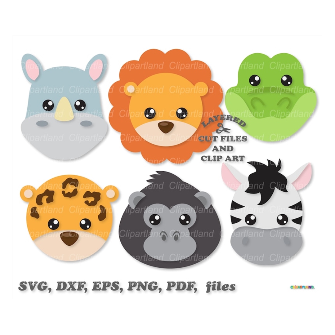 INSTANT Download. Jungle animal face svg cut file and clip a | Inspire ...