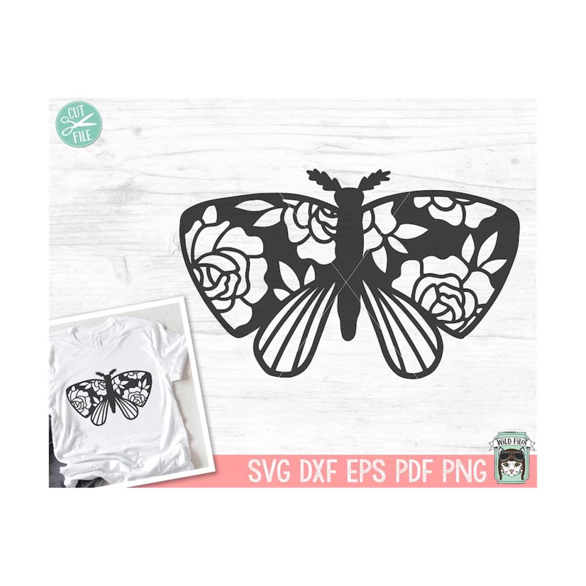 Moth SVG File, Mystical SVG File, Flower Moth SVG, Floral Mo - Inspire ...