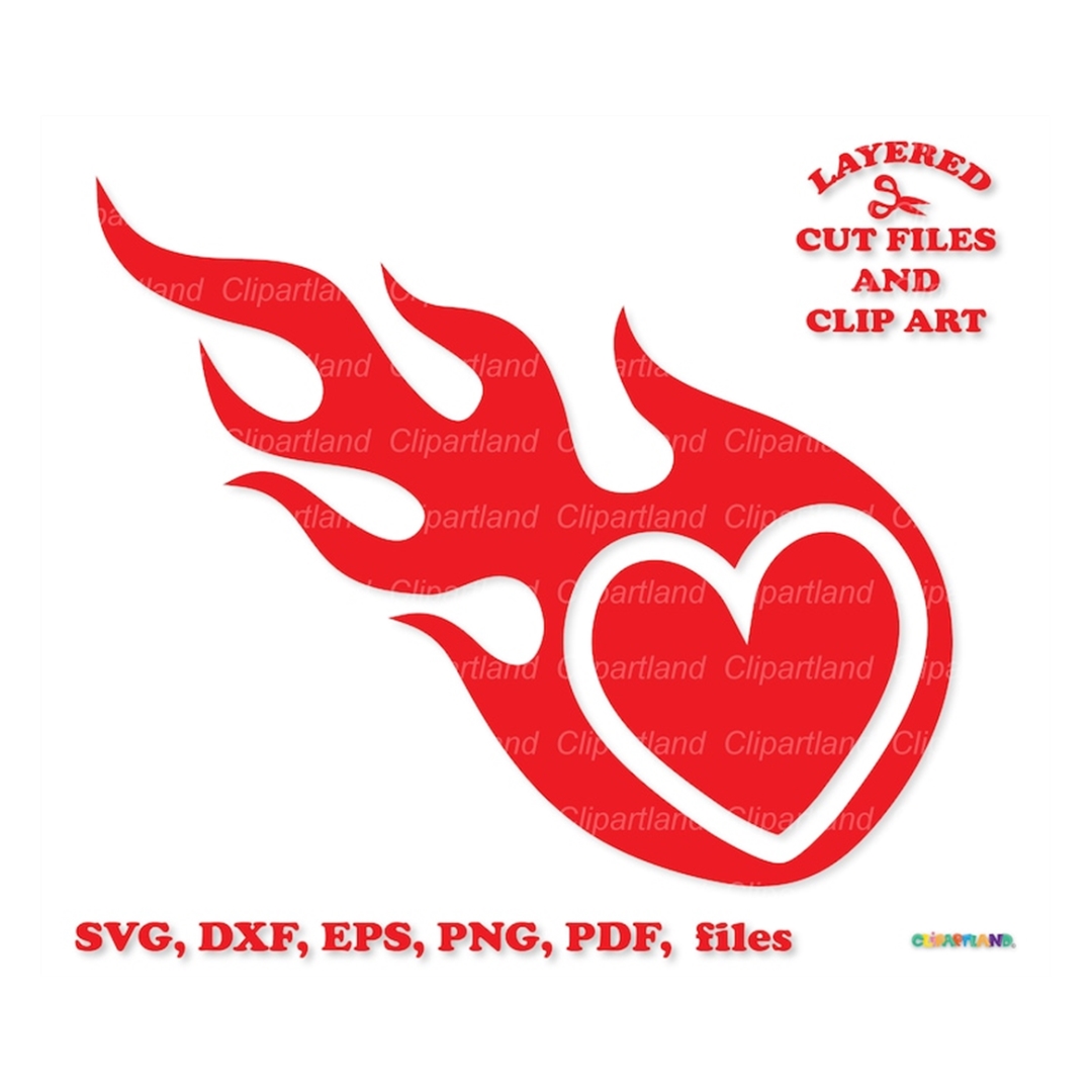 INSTANT Download. Cute flaming heart cut file and clip art. - Inspire ...