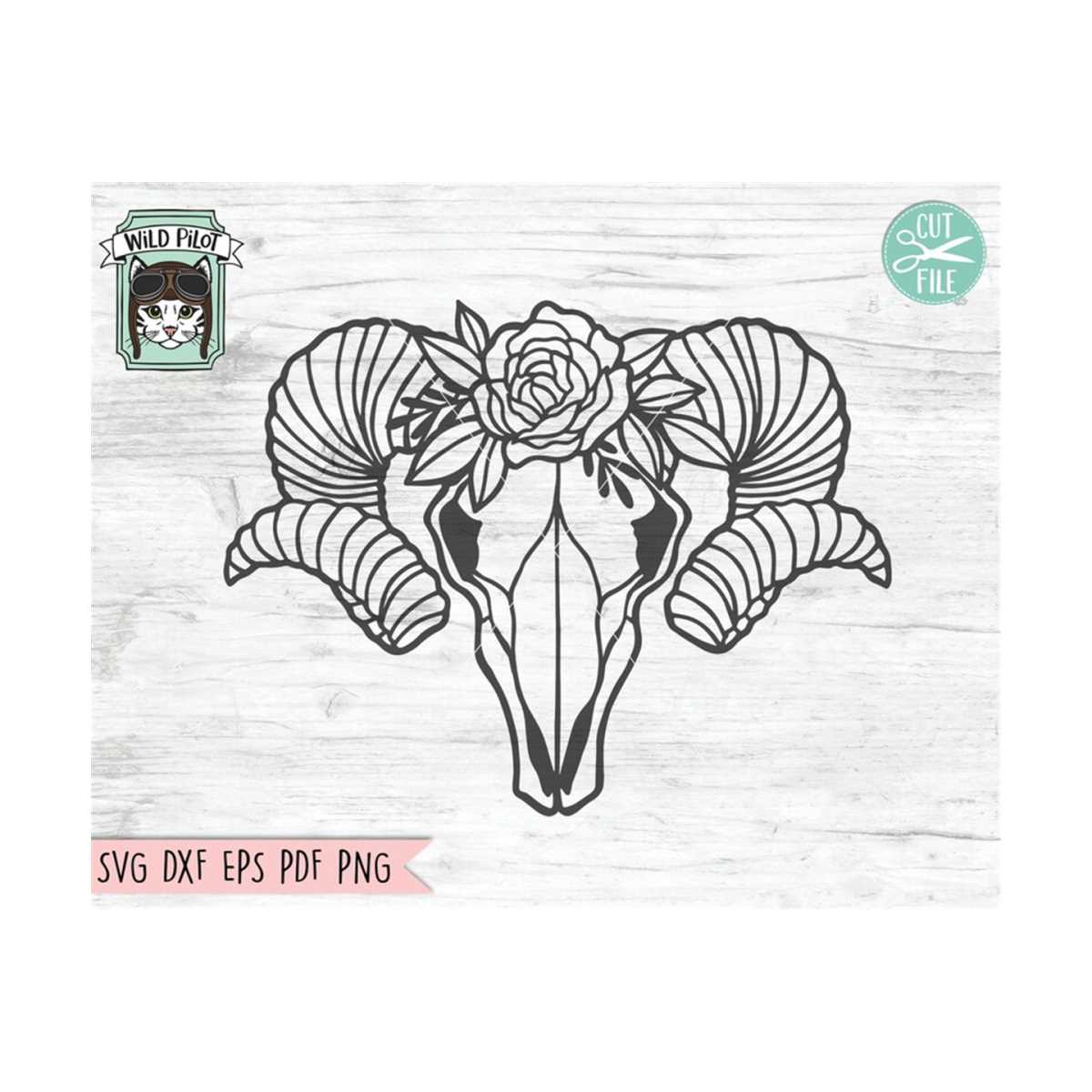 Ram Skull SVG file, Flower Skull svg, Boho Skull svg file, F | Inspire ...