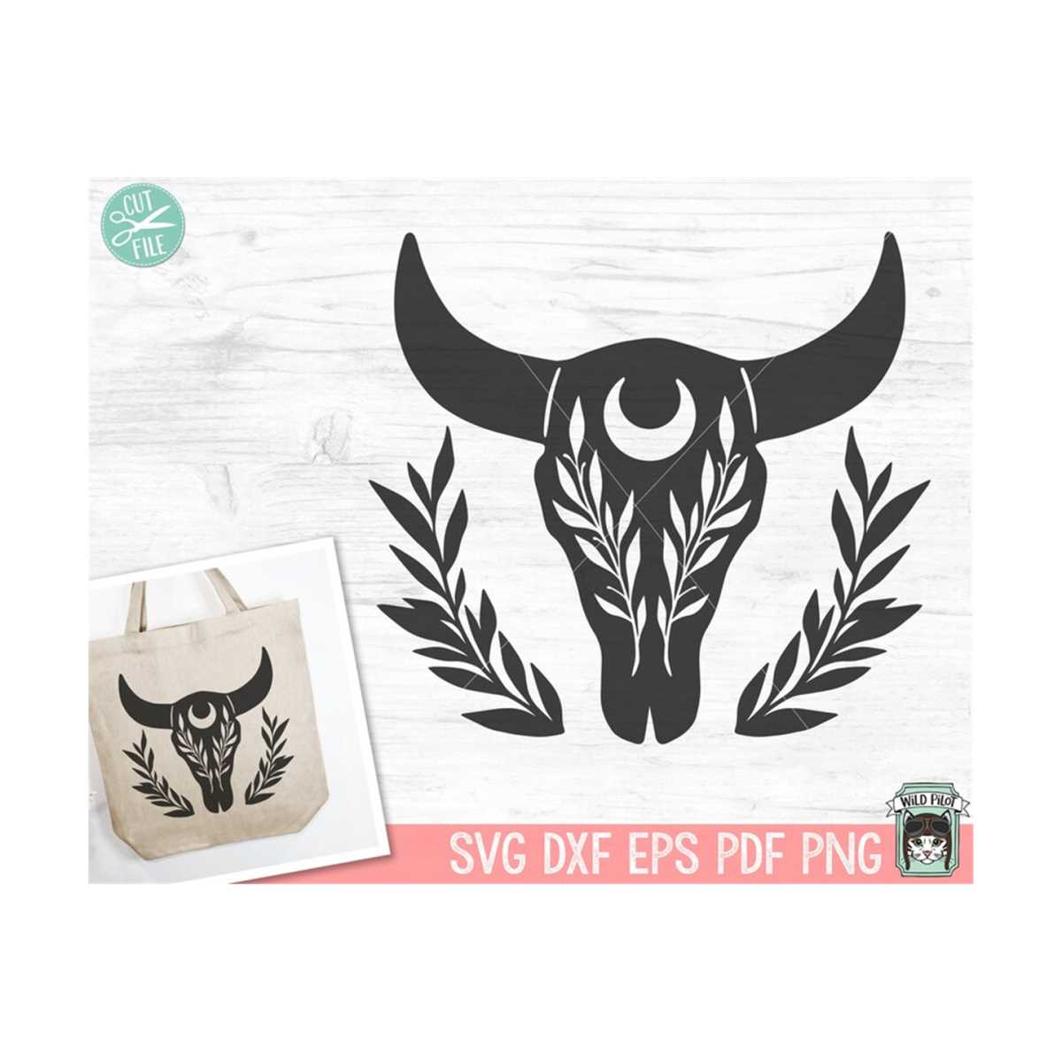 Cow Skull SVG, Bull Skull SVG, Mystical SVG, Crescent Moon s - Inspire ...