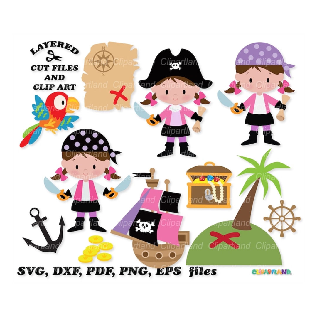 INSTANT Download. Cute little pirate girl set svg cut files | Inspire ...
