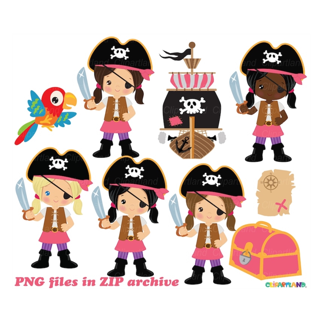 INSTANT DOWNLOAD. Cute pirate girl clip art. Personal and c - Inspire ...