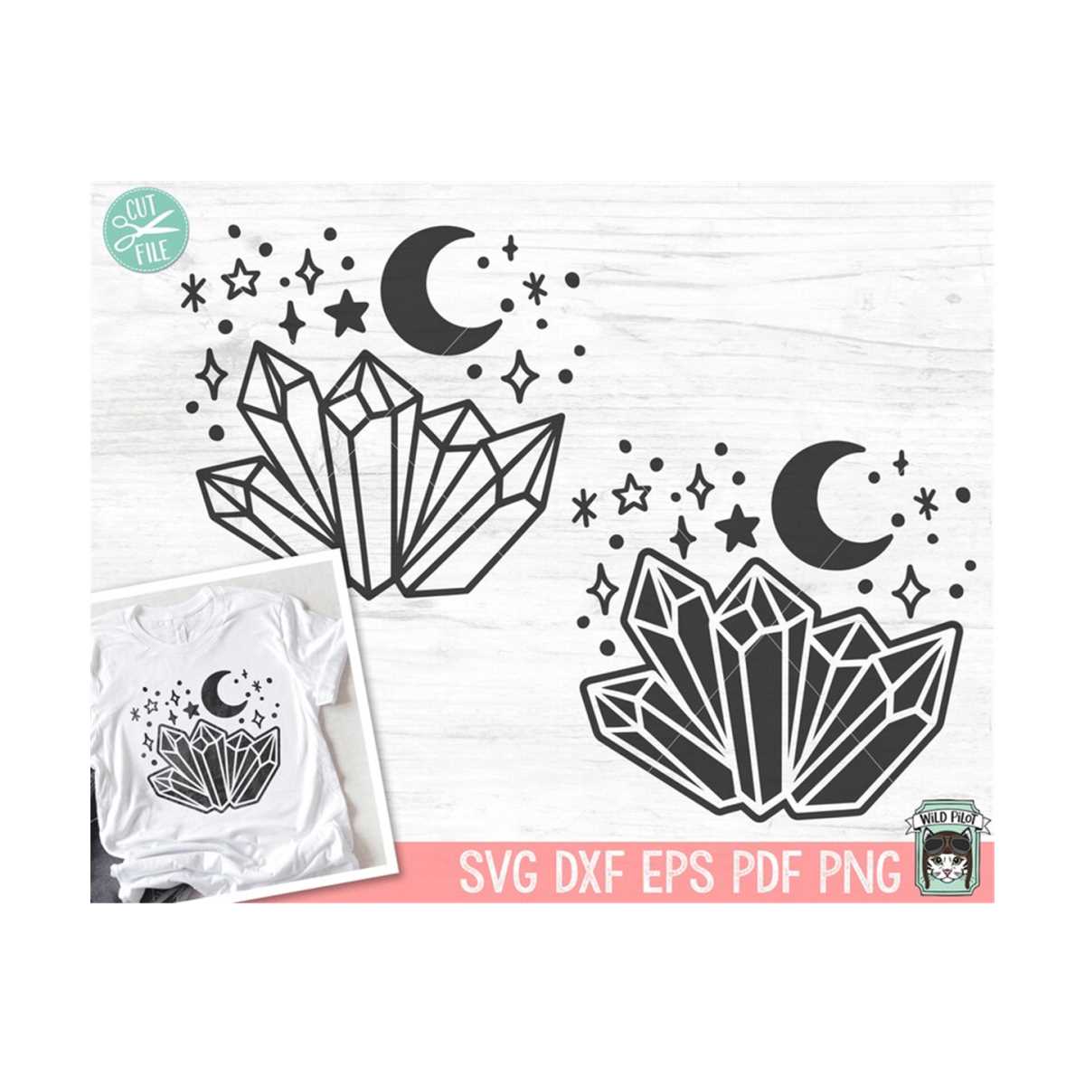 Moon SVG Cut File, Crystals SVG, Mystical svg, Moon PNG, Moo | Inspire ...