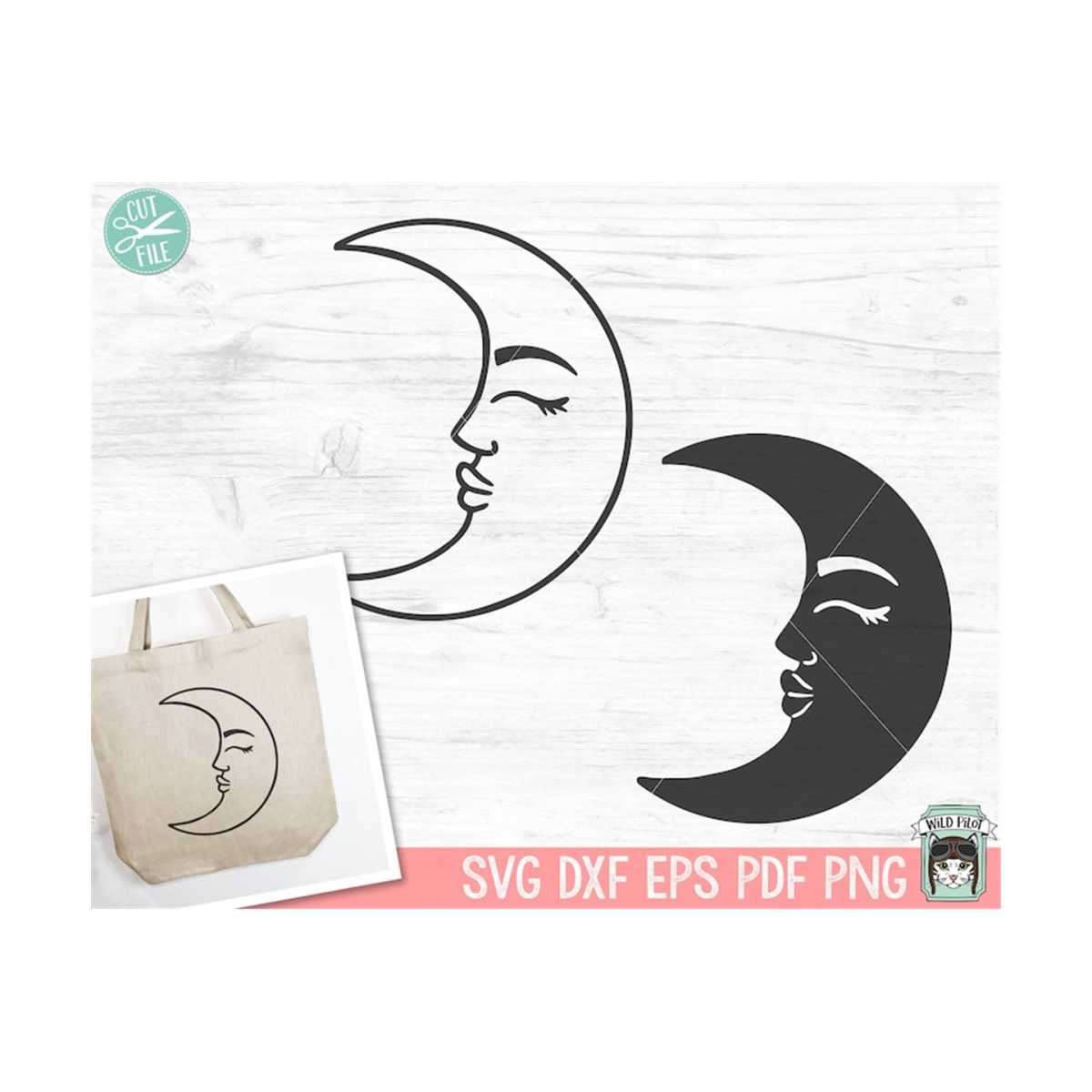 Moon SVG Cut File, Moon PNG, Man in the Moon SVG file, Moon - Inspire ...