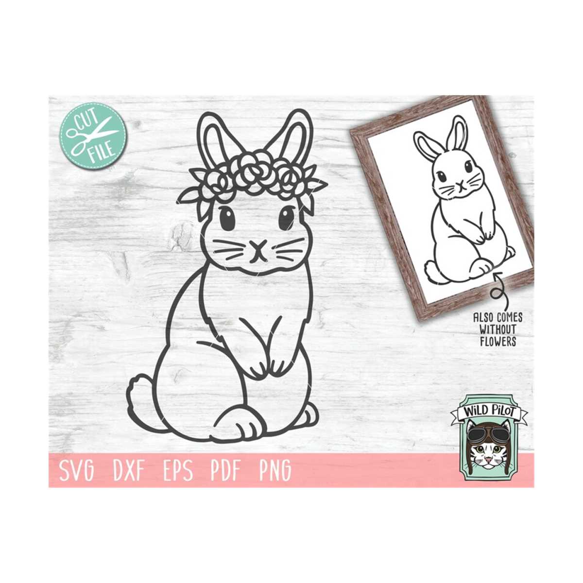 Bunny Rabbit SVG, Easter svg file, Rabbit with Flowers SVG, | Inspire ...