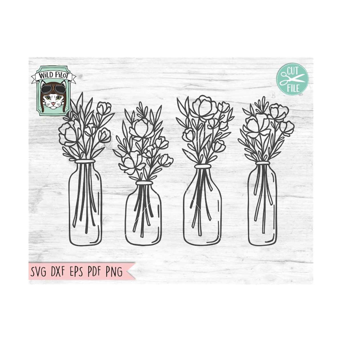 Flower Vase SVG file, Flower SVG files, Floral svg files, Fl | Inspire ...