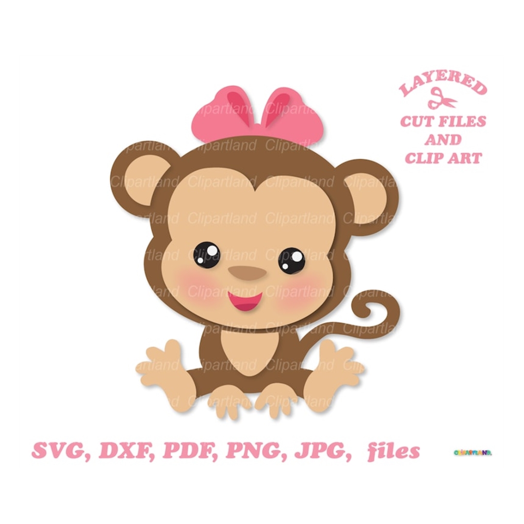 INSTANT Download. Cute monkey girl cut files and clip art. C | Inspire ...