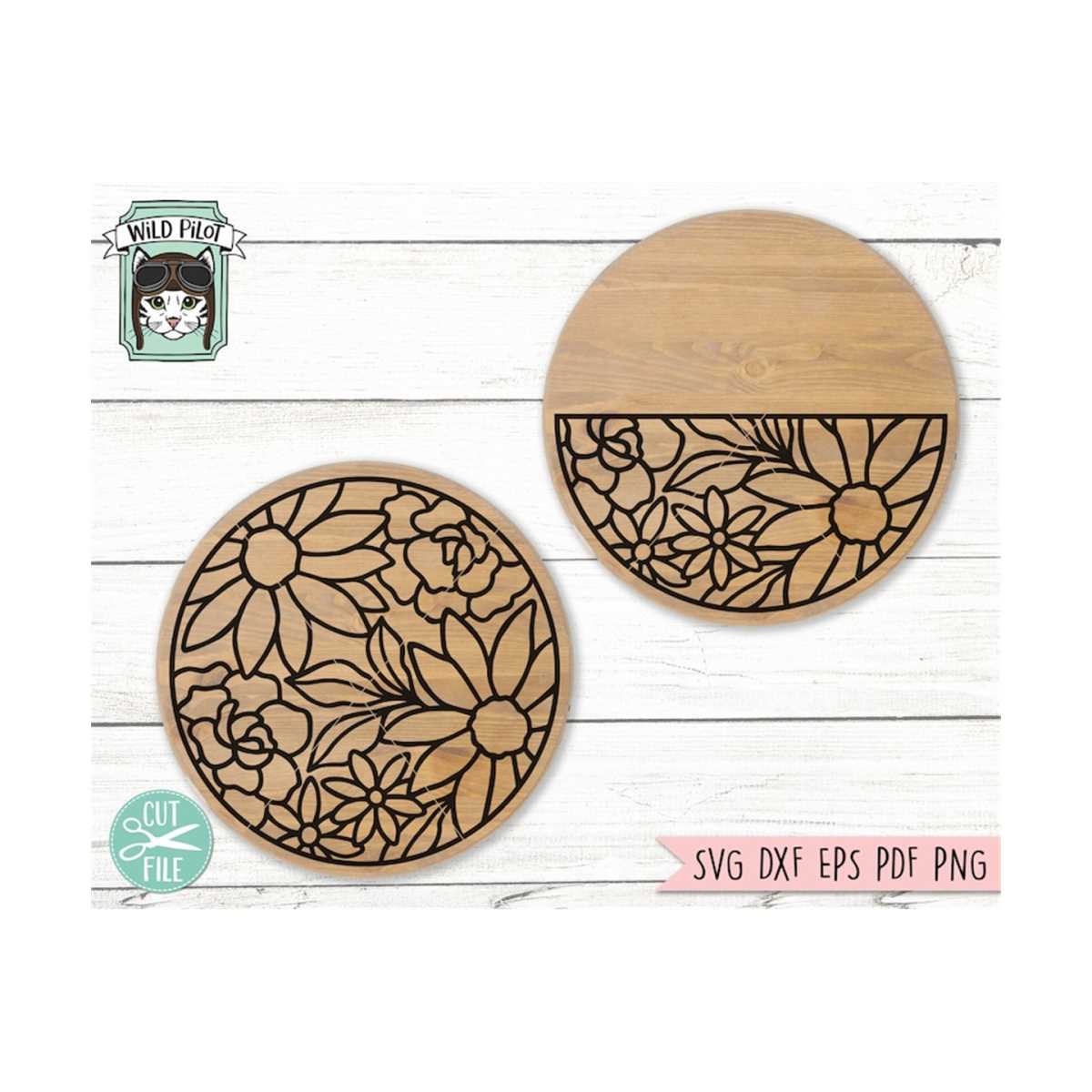 Flower Round Sign SVG, Name Backer SVG file, Flower Half Rou - Inspire ...