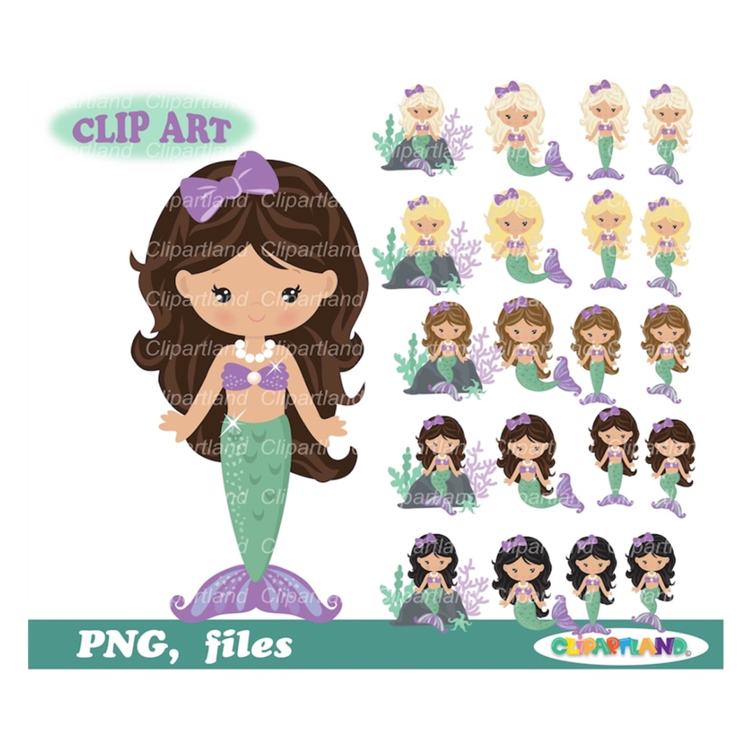INSTANT Download. Cute mermaids clip art. Different hair col - Inspire ...