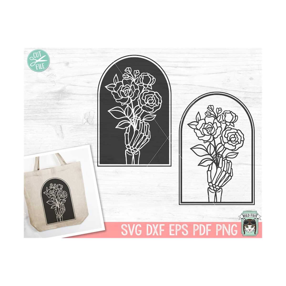 Skeleton Hand Holding Flowers svg file, Hand Bouquet cut fil | Inspire ...