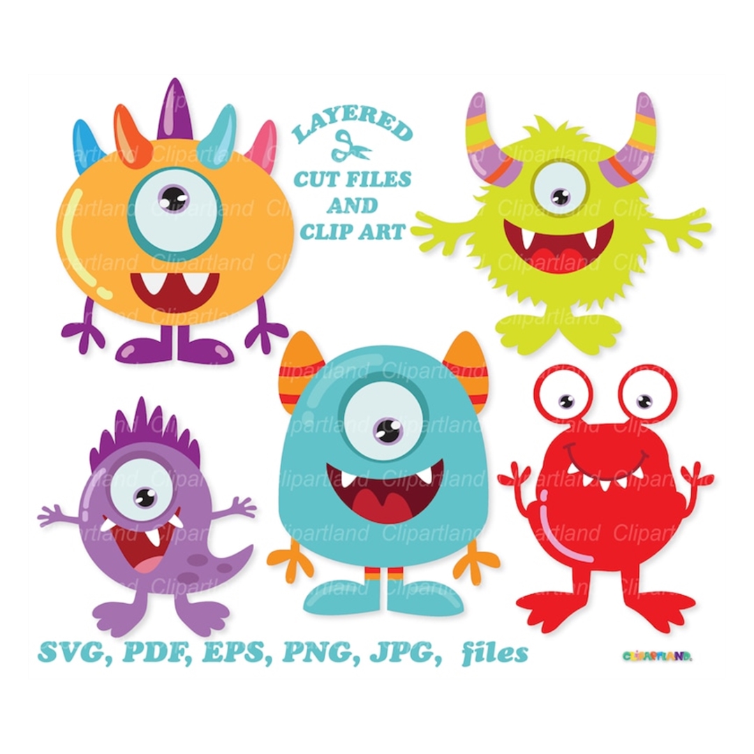 INSTANT Download. Cute colorful monsters cut files and clip | Inspire ...