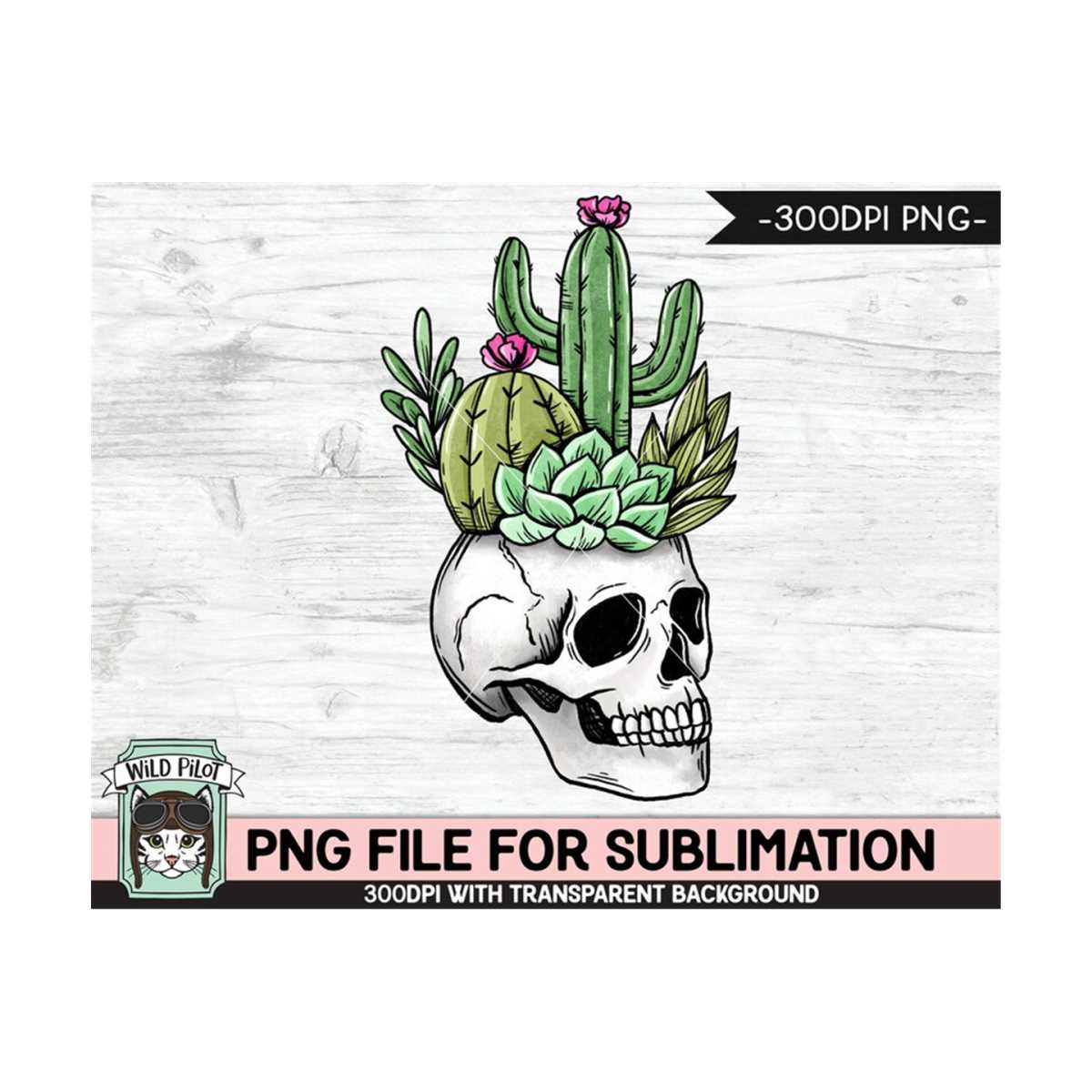 Skull Cactus Planter SUBLIMATION design PNG, Cactus Skull pn | Inspire ...