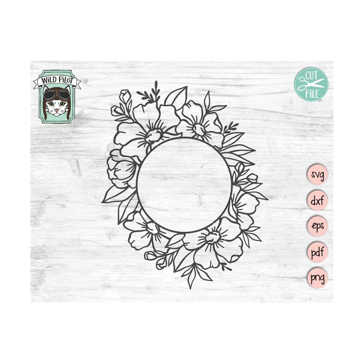 Floral Frame SVG, Floral Frame cut File, Round Flower Frame, | Inspire ...