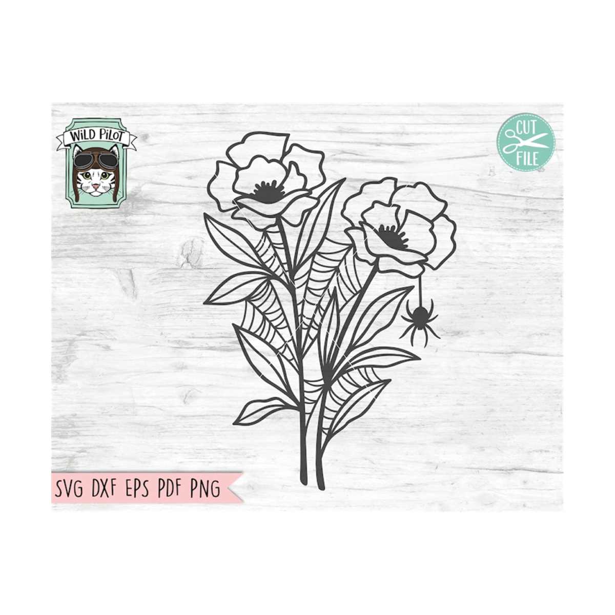 Flower with Spider Webs SVG file, Spider Web Flower svg, Flo | Inspire ...
