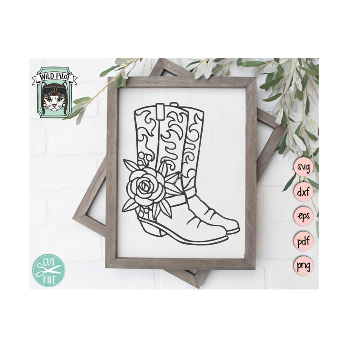 Cowboy Boots SVG file, Cowboy boots with Flowers SVG file, C - Inspire ...
