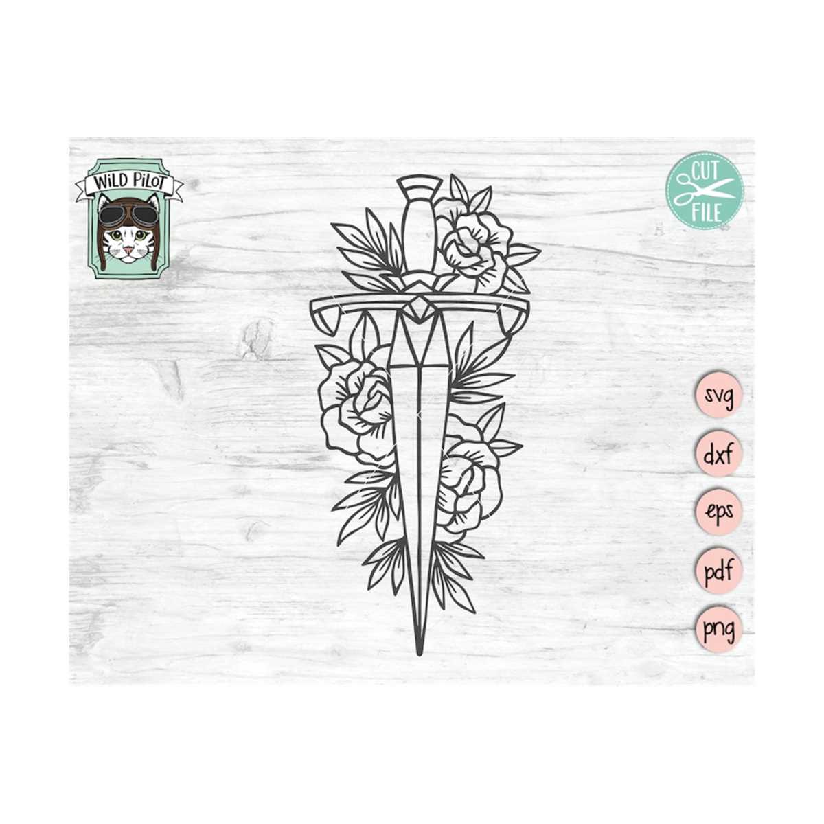Sword svg, Flower Sword svg file, Floral Sword cut file, Kni | Inspire ...