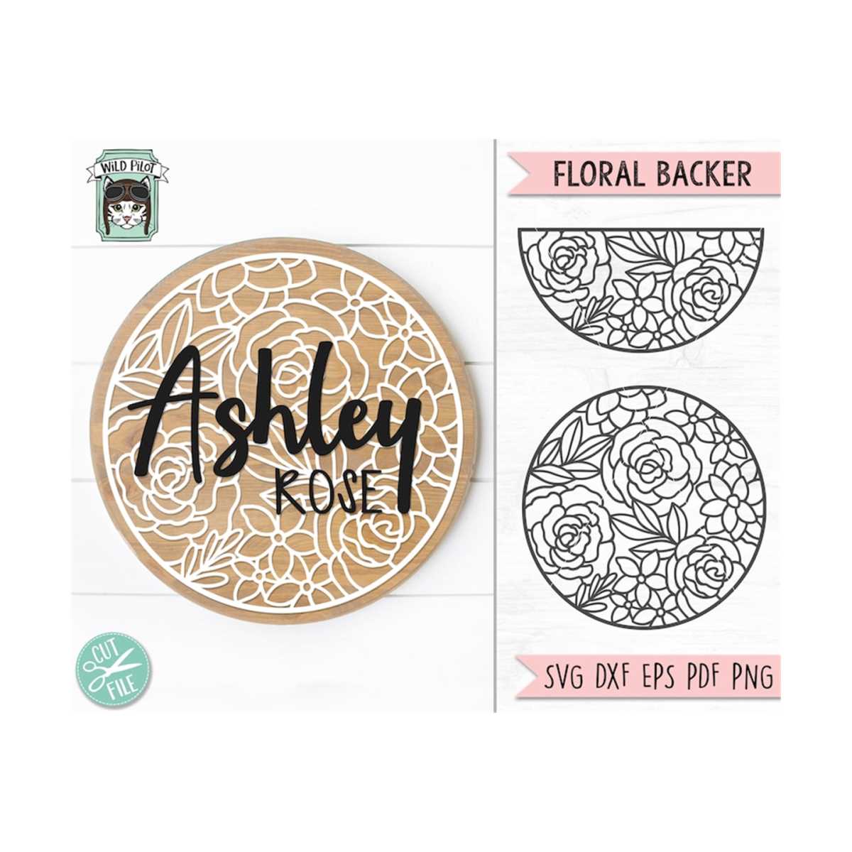 Flower Round Sign SVG, Name Backer SVG file, Flower Half Rou | Inspire ...