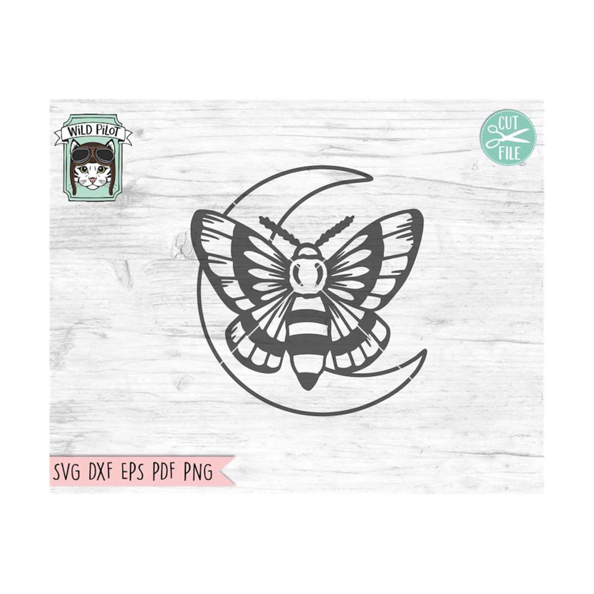 Moth Moon SVG File, Moth SVG File, Mystical SVG, Moth Moon C | Inspire ...